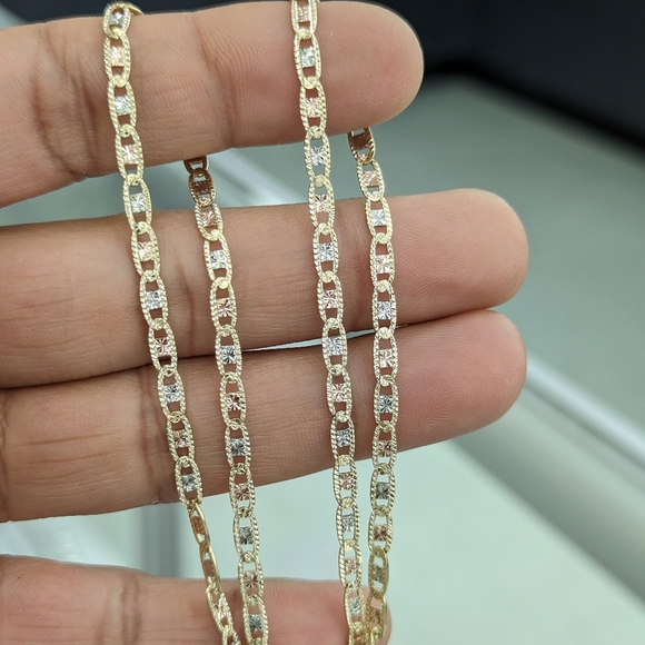 Unbrand | Jewelry | 4kt Real Solid Gold Tricolor Valentino Diamond Cut ...